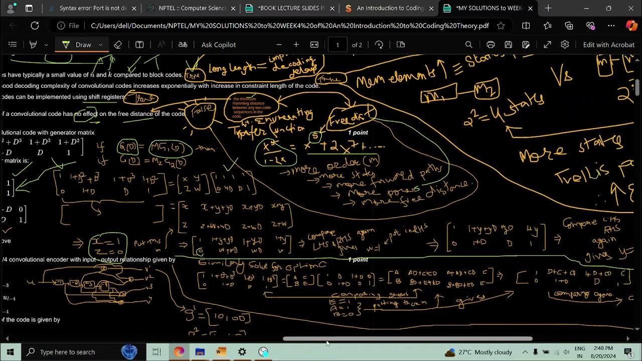 Solutions to Assignment 4 NPTEL course An Introduction to Coding Theory Prof. Adrish Banerjee ...