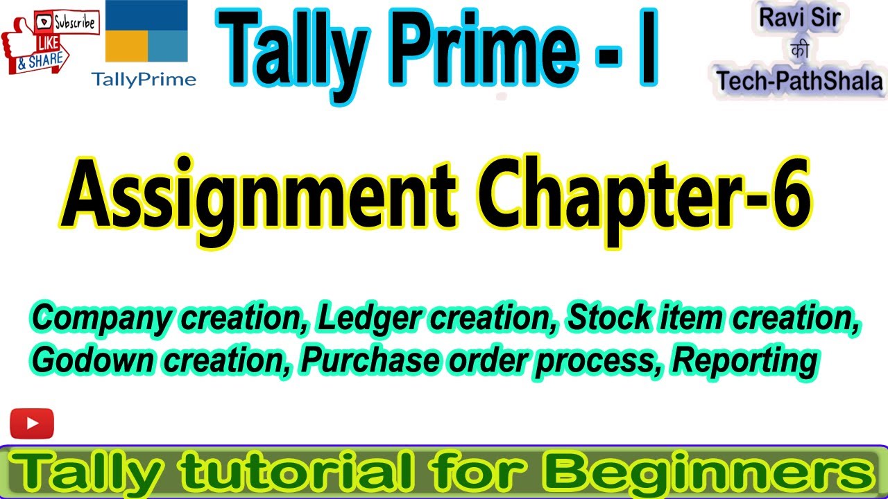 Tally Assignment chapter-6 (Tally Prime-I) - YouTube