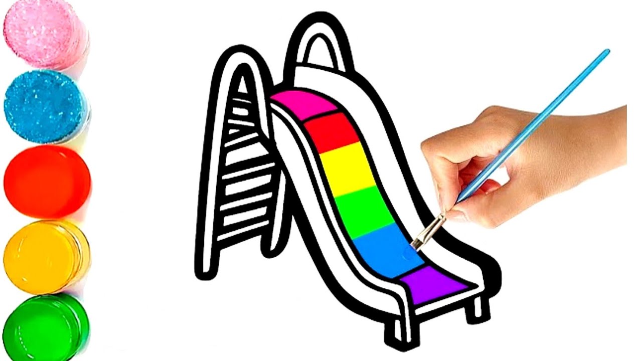 Rainbow Slide drawing easy, coloring and painting for kids and toddlers ...