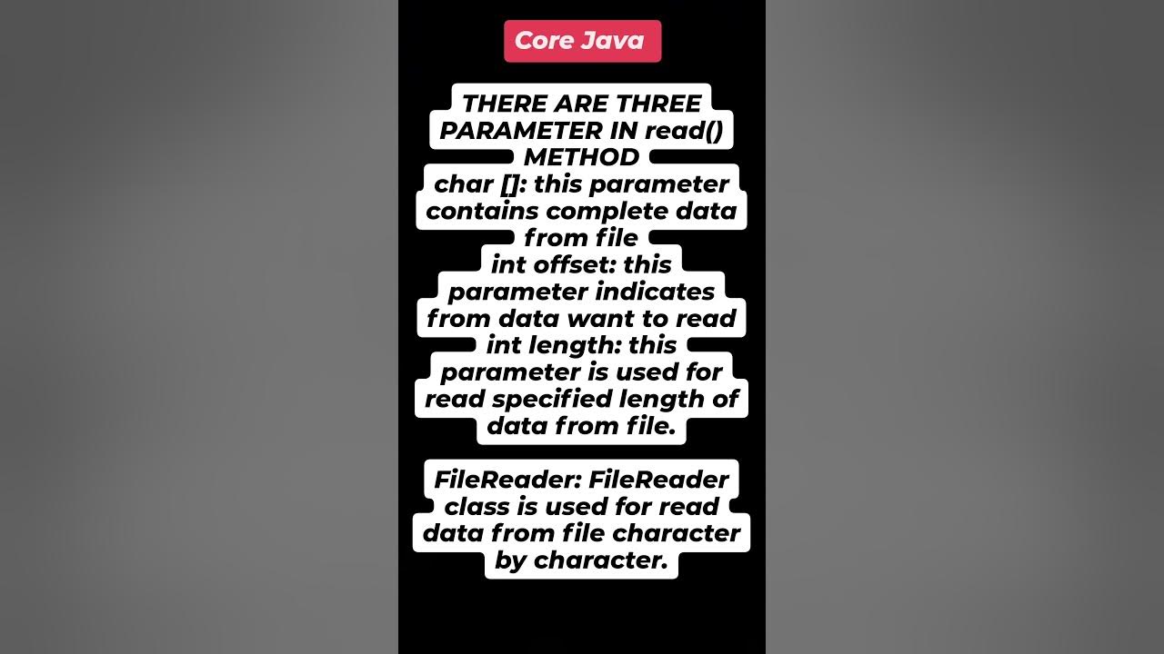"Understanding the read() Method and FileReader Class in Java | Reading Data from Files | Core ...