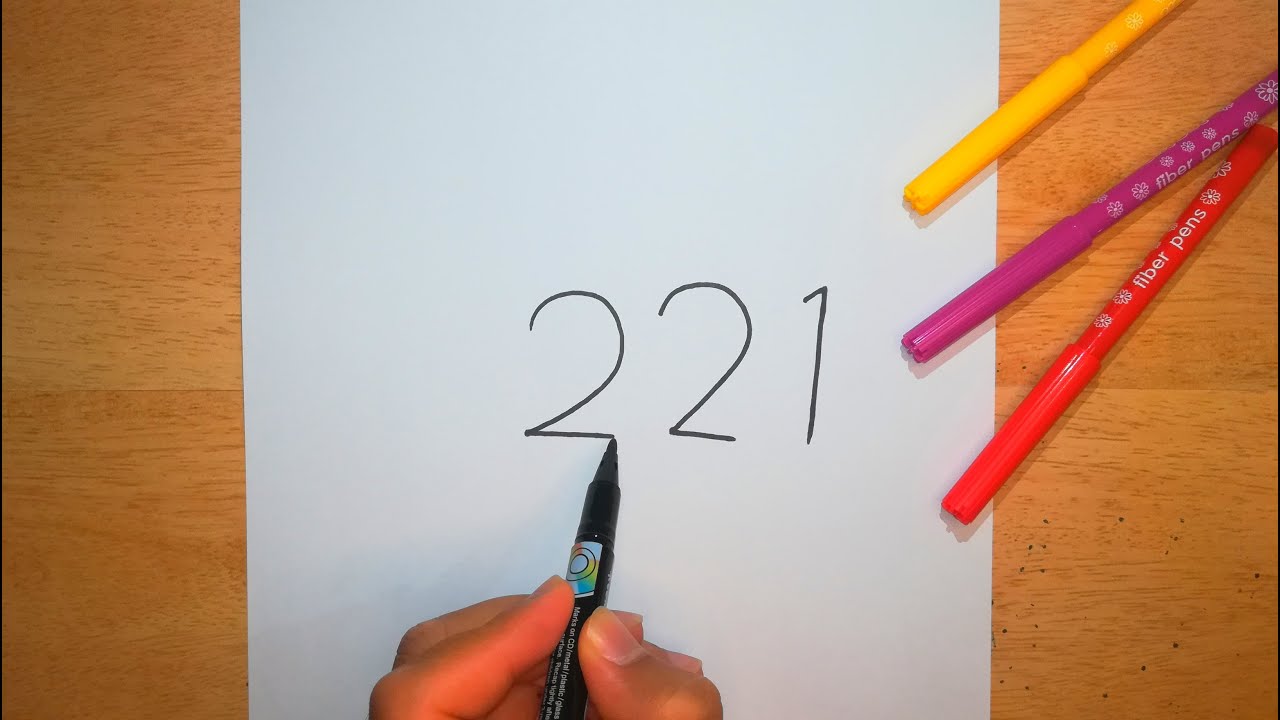 How to draw a cute scooter from number 221 | Drawing a scooter from ...