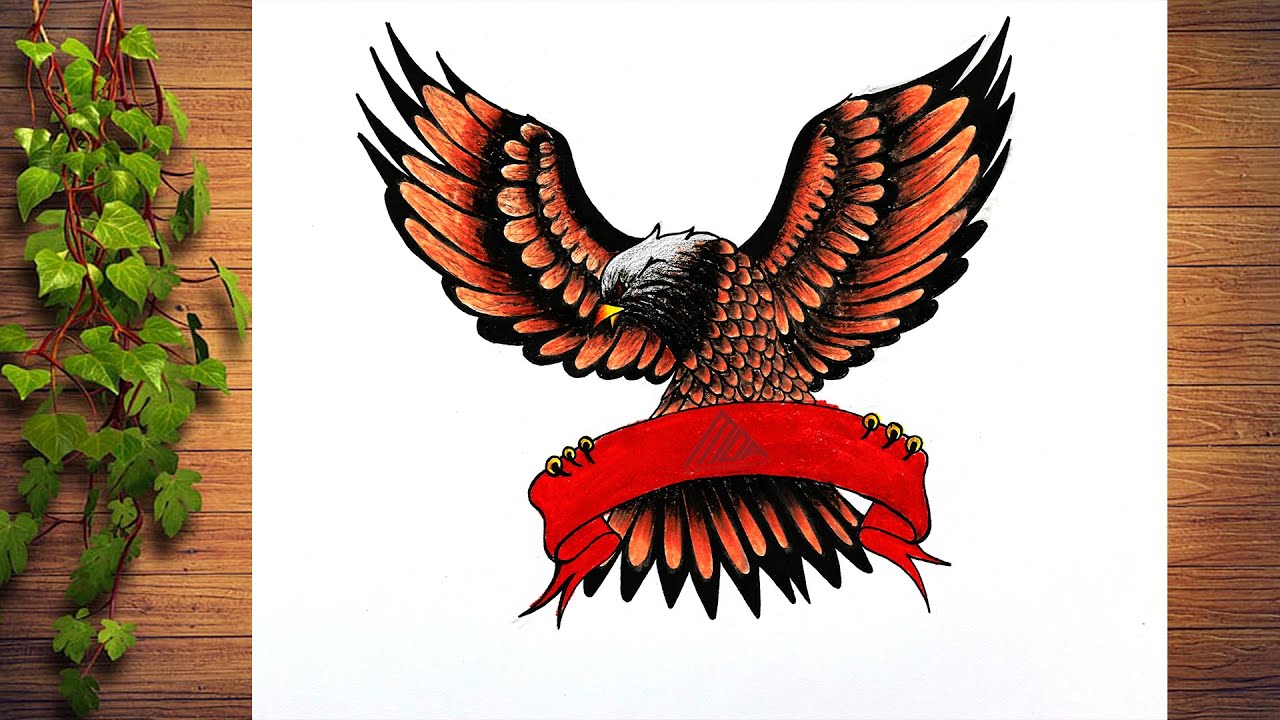 How To Draw A Eagle || Eagle Drawing || Hand Drawing Eagle || Step by ...