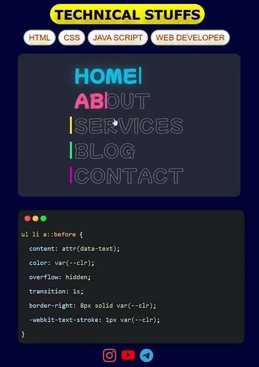 Creating A Menu With Hover Glow Effect Using Html And Css Trendingshorts Css3code Coding