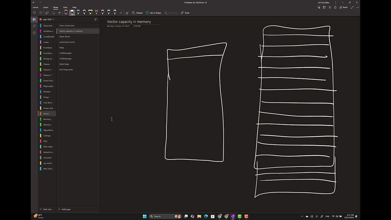 101424 COSC 1337 C++ vector in memory : size and capacity - YouTube