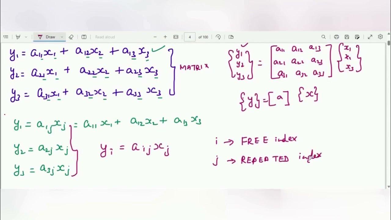 Lecture 4 - Indicial Notation - Free Index - YouTube