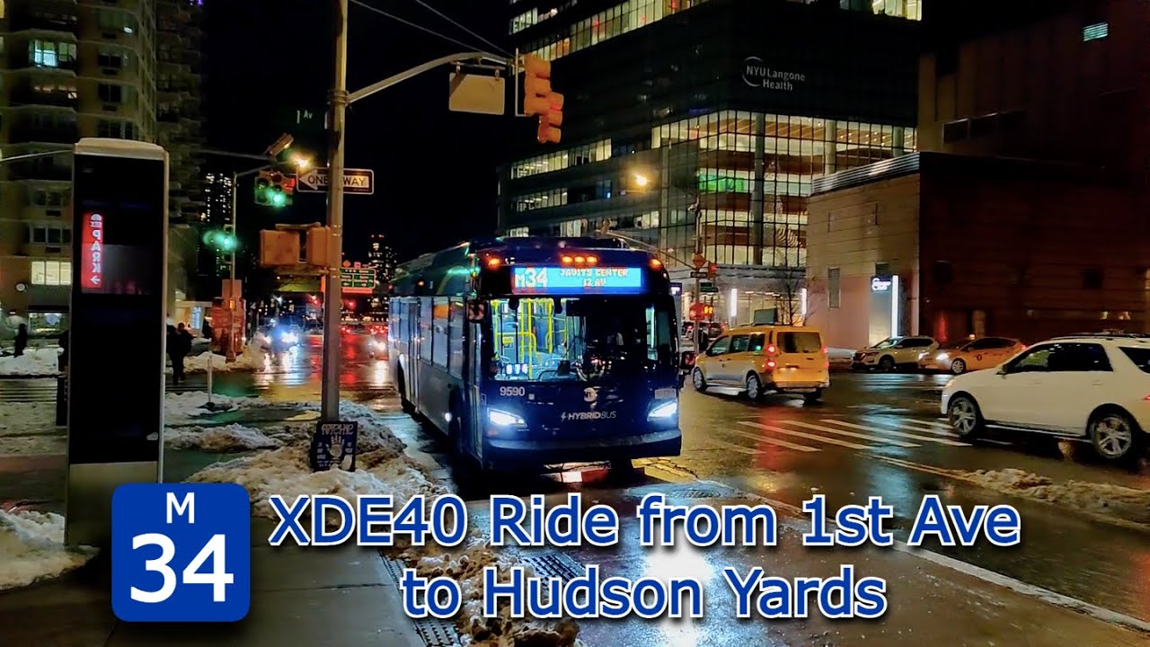 NYCT M34 SBS Bus Ride: 2021 New Flyer XDE40 9590 from 1st Avenue to ...