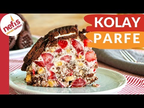 AŞIRI KOLAY PARFE Kakaolu Bisküvi İle Çilekli Parfe Tarifi