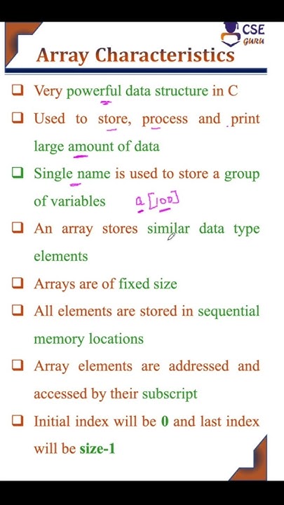 Characteristics of an Array #csegurushorts #array #arraysinc #shortsyoutube #shortvideo #shorts ...