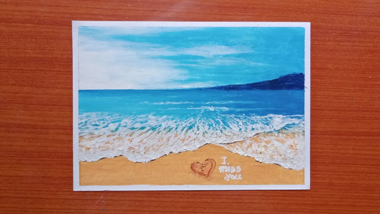 Beautiful beach oil pastel scenery || drawing for beginners / Art with ...