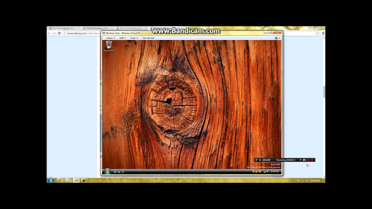 Windows Vista SP2 in Windows Virtual PC - YouTube