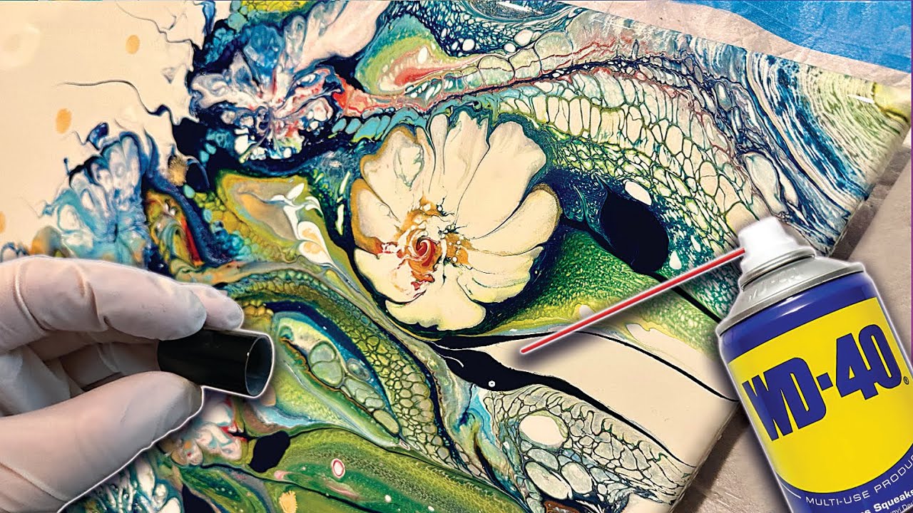 Acrylic Swipe & Magic Flowers | WD-40 Pour Painting | Unique Floral ...