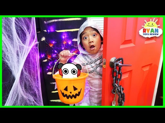 Ryan Trick or Treat in Halloween Box Fort Maze!!! - Videos For Kids