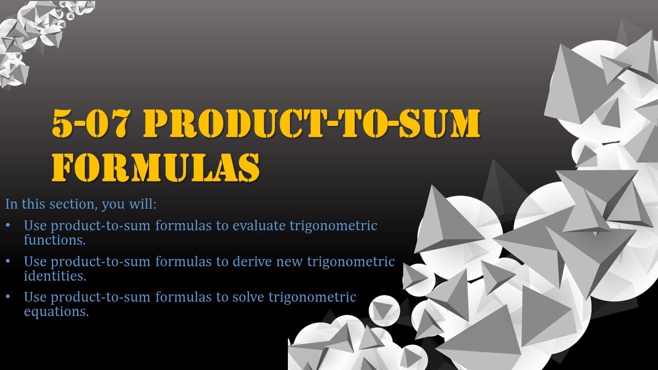 Precalculus 5-07 Product-to-Sum Formulas - YouTube