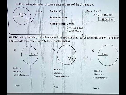 [Math] Find the radius, diameter, circumference and area of the circle ...