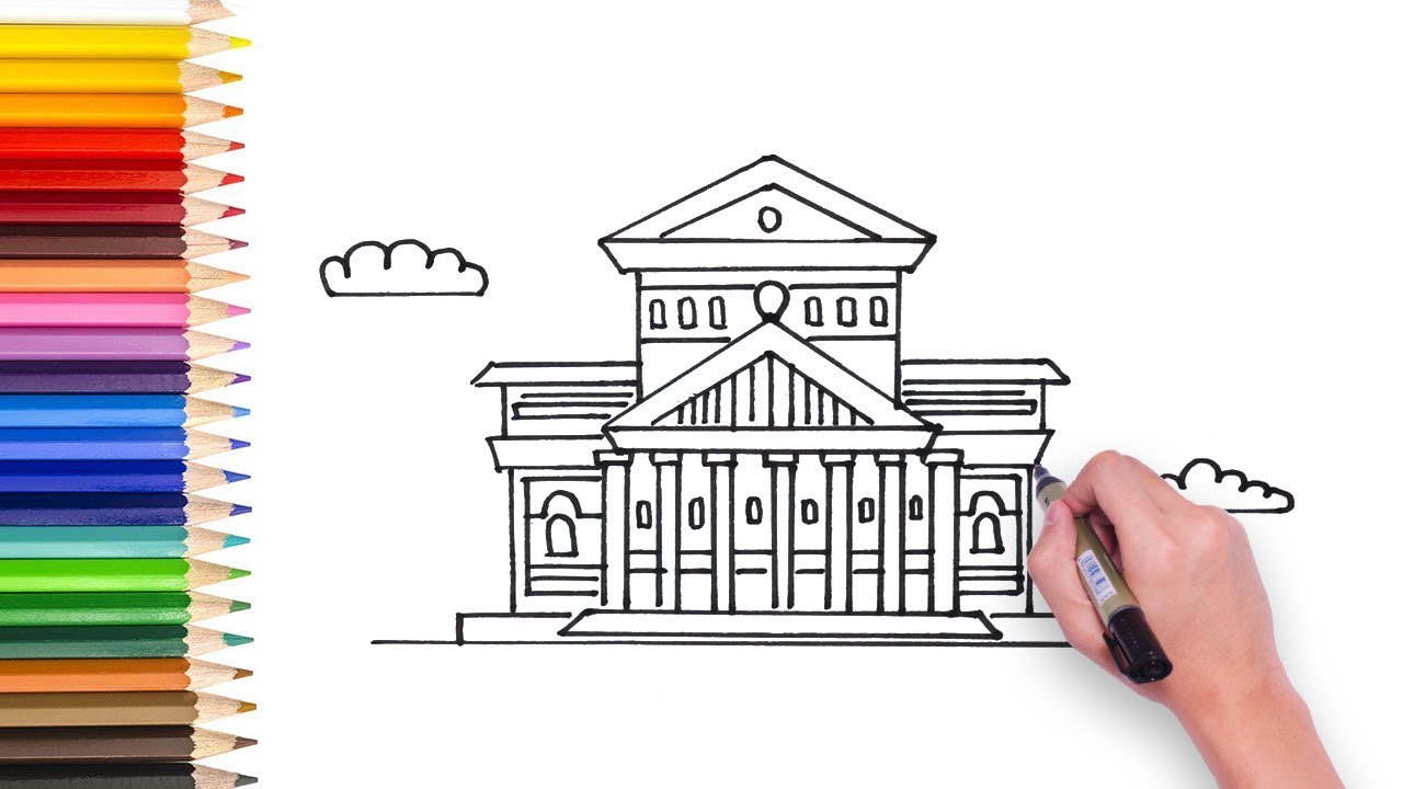 How to draw US Buildings - video for kids to learn how to draw, paint ...