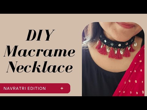 DIY macrame necklace | handmade necklace for navratri | macrame tutorial for beginners - YouTube