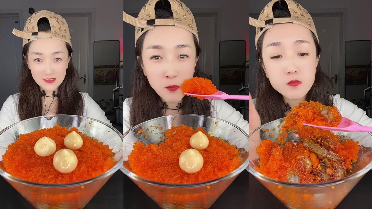 【Yummy】Eating show：Fish roe and shrimp🍤🐟🧄#Seafood#sashimi#gourmet#asmr# ...