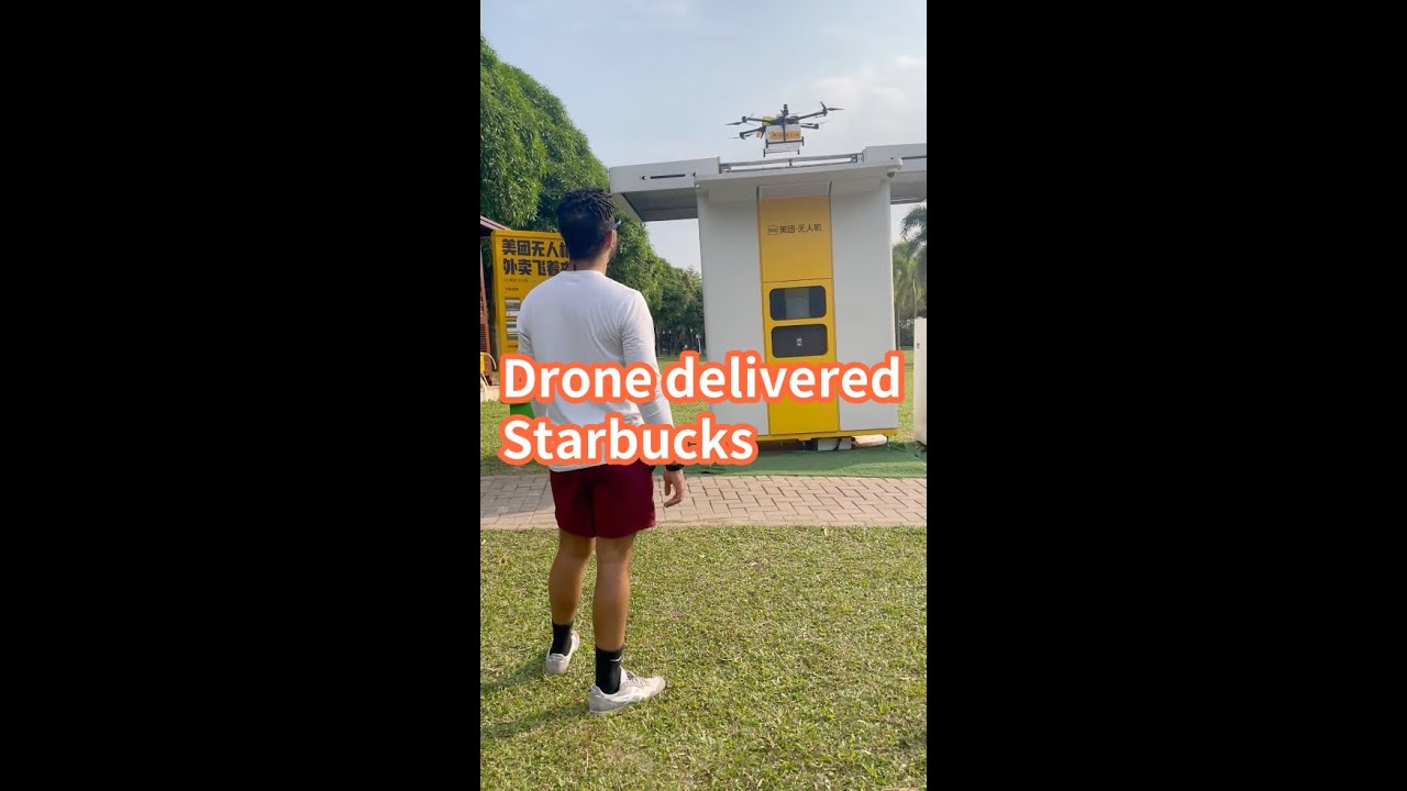 Zach got his first drone delivered Starbucks! - YouTube