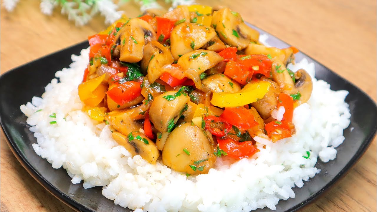 Unglaublich, wie lecker! Diese Reis und Pilze mit Gemüse sind besser ...