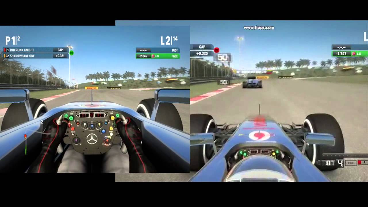 Consequences of latency (ping) on racing games (F1 2012) - Split screen ...