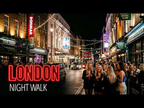 London Walking Tour | West End, Piccadilly Circus & Soho | Central London Night Walk 4K