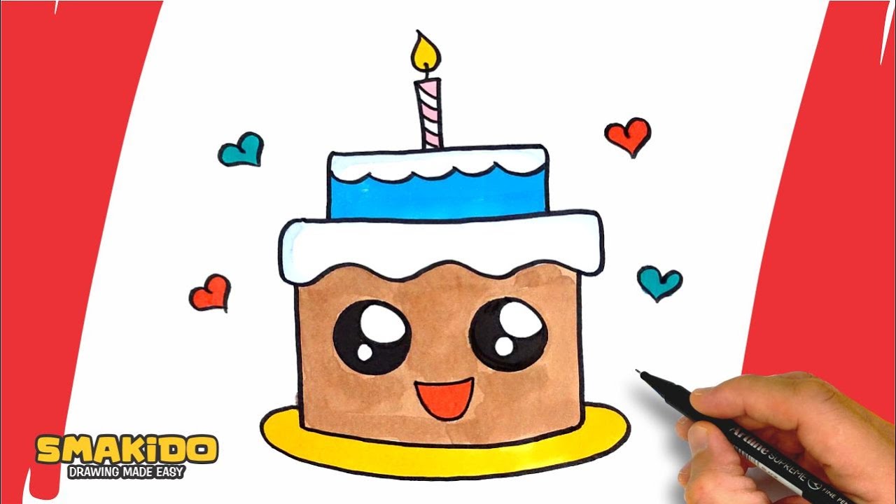 How to Draw a Candle Birthday Cake For Kids and Beginners - YouTube