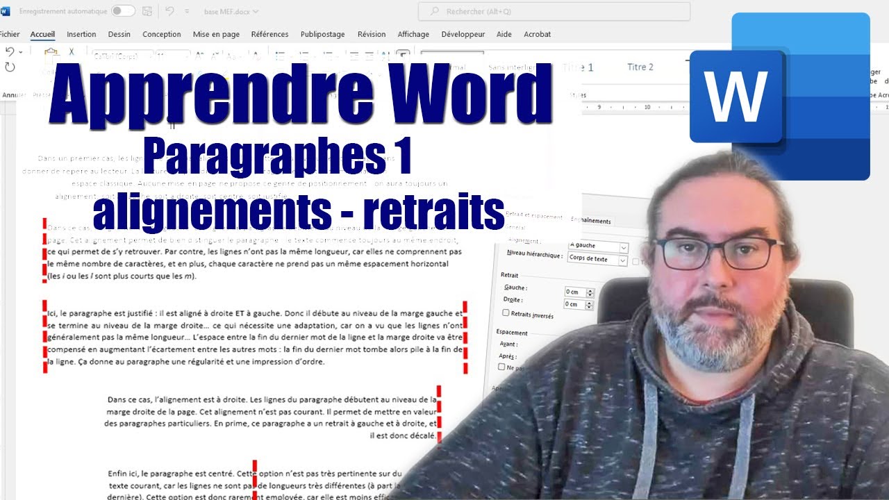 Tuto Word - Paragraphes P1 alignements retraits - YouTube