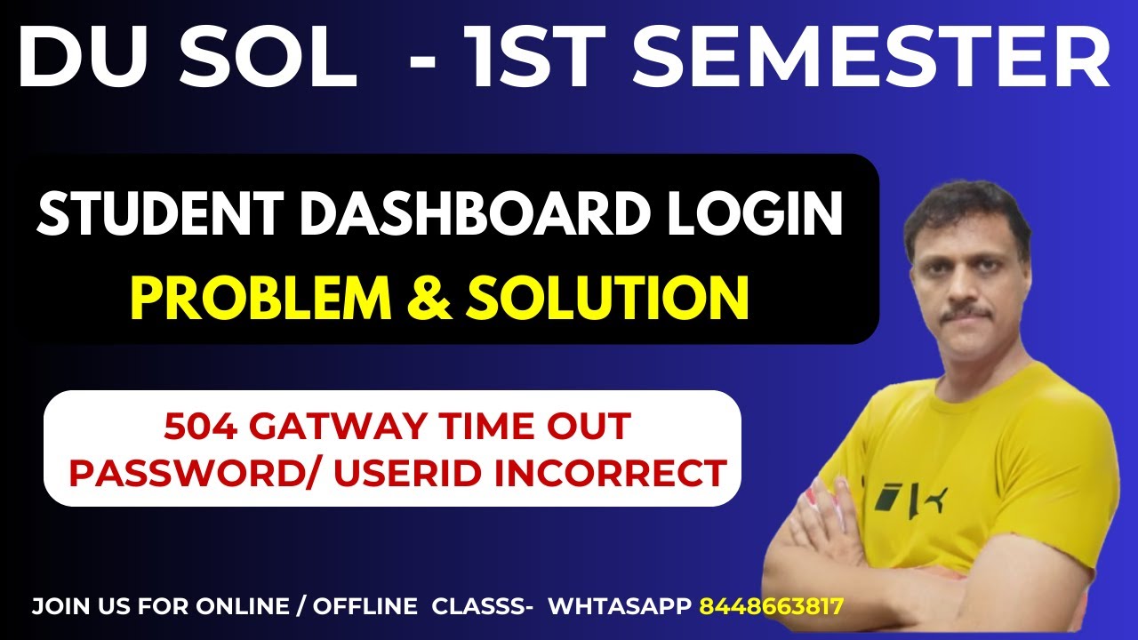 DU SOL Samarth Dashboard Login Problem/Solution 1st Semester | SOL 1st ...