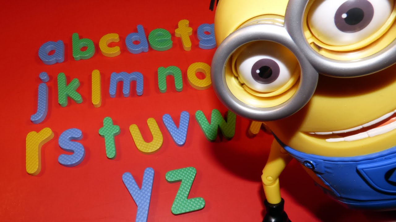 Minion Stuart Laughs as We Say the Alphabet with Colorful Cut-out Foam ...