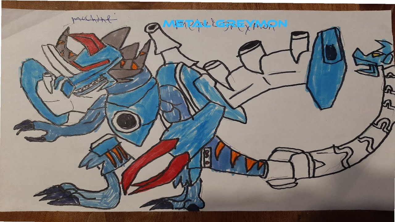 drawing with K.F.A presents how to draw metalgreymon (fusion) - YouTube
