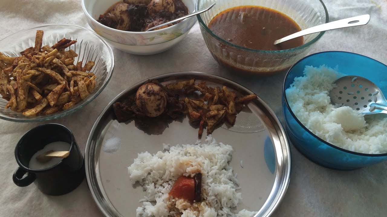 Simple Lunch Menu Chettinad Egg masala,Easy Rasam,Spicy Potato Fry ...