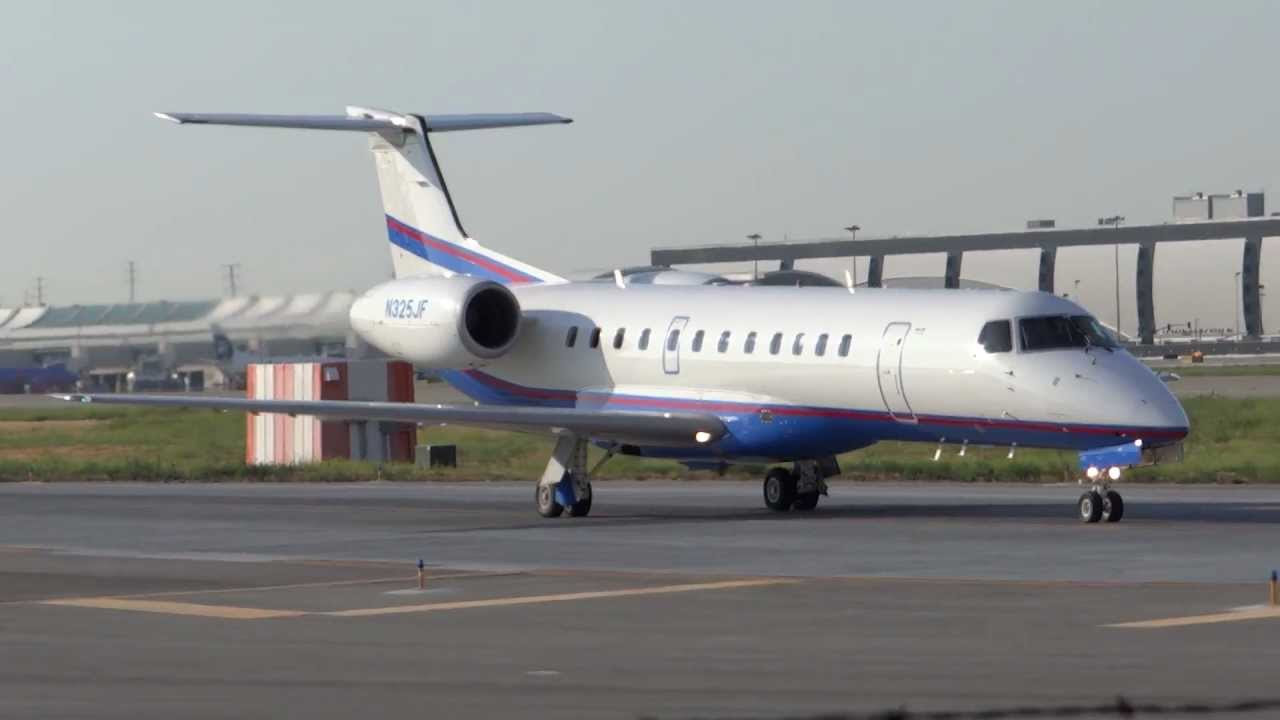 Intel Corporation Embraer ERJ-135ER Taxi and takeoff out of San Jose ...