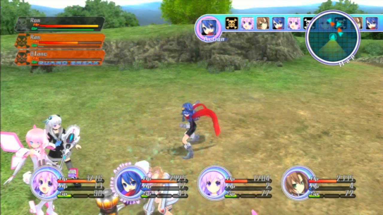 Hyperdimension Neptunia MK2 Battle for Lowee Blanc, Rom, Ram Boss Fight ...