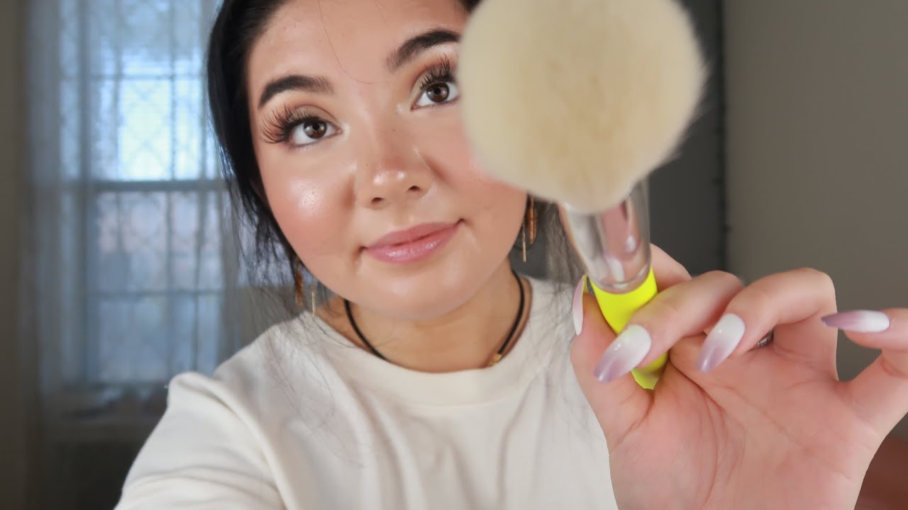 ASMR up-close personal attention (face brushing/touching) - YouTube