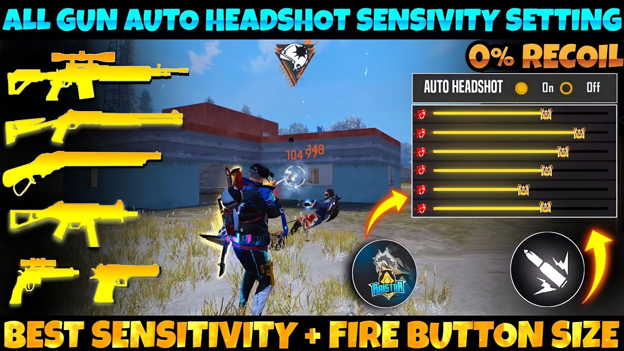 FREE FIRE ALL GUN AUTO HEADSHOT SENSIVITY SETTING | 0% RECOIL AUTO HEADSHOT SENSITIVE SETTING ...