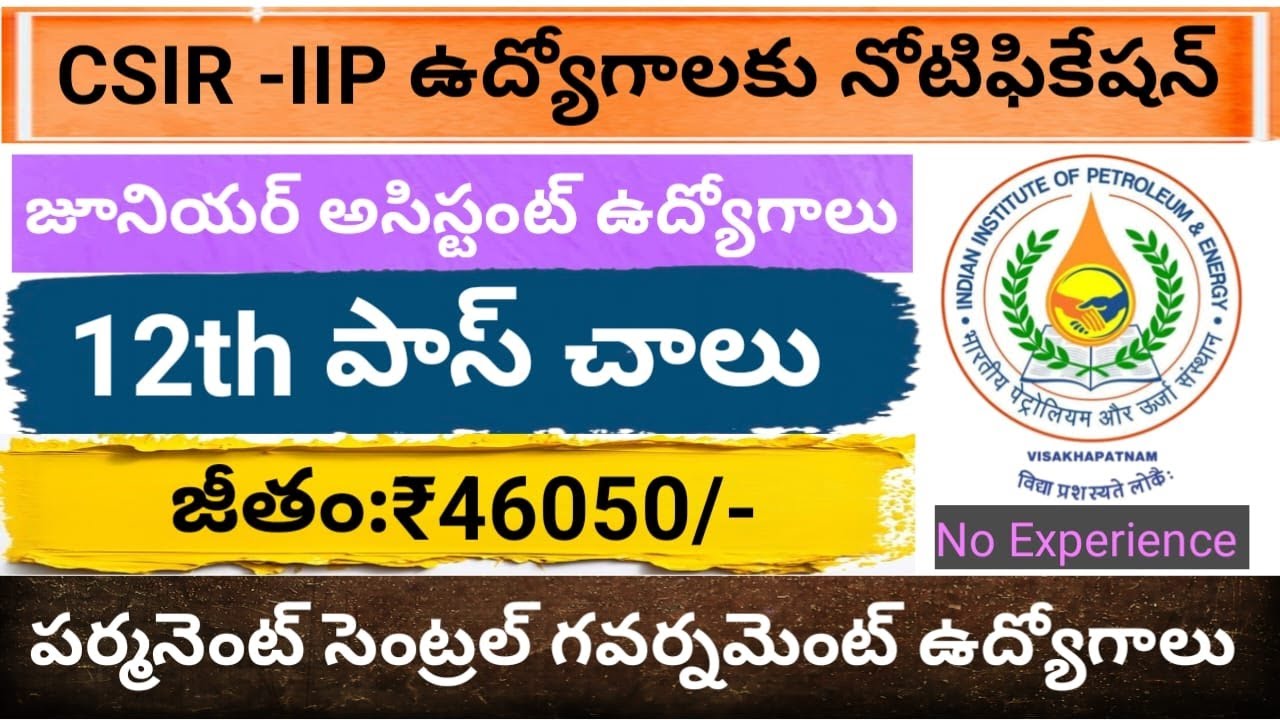 CSIR IIP Recruitment 2025 || CSIR IIP Recruitment 01/2025 Notification ...