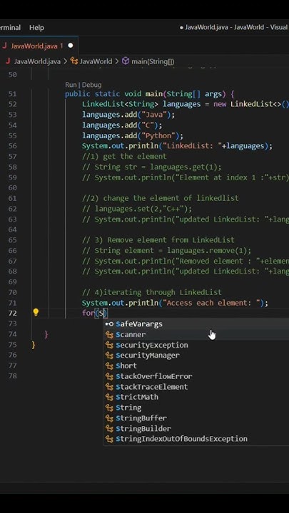 Iterate through LinkedList #coding #java #code #datastructure - YouTube