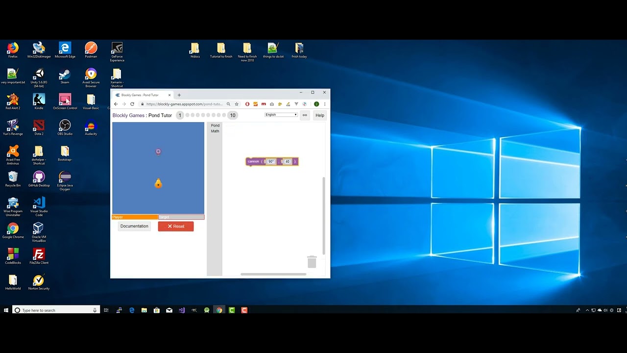 Blockly Games Pond Tutor 1/10 - YouTube