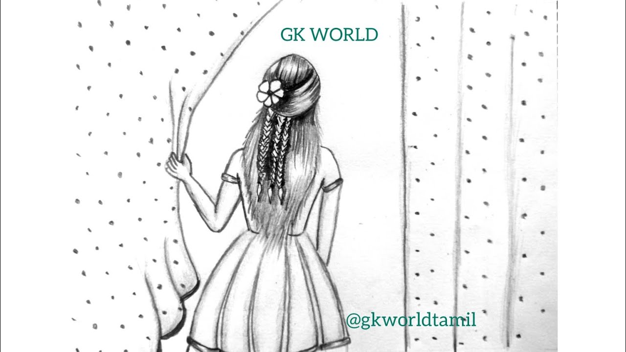 Beautiful girl standing near a window drawing l step by step drawing l ...