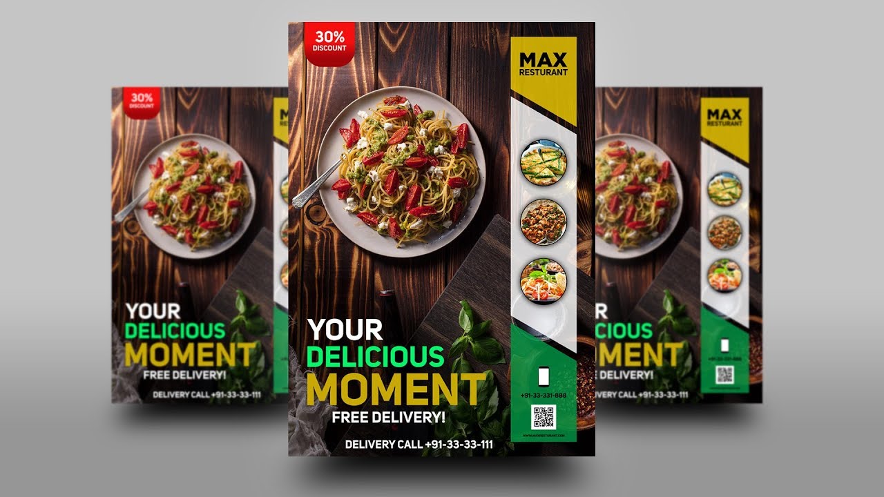Photoshop Tutorial - Professional Restaurant Flyer Design - YouTube