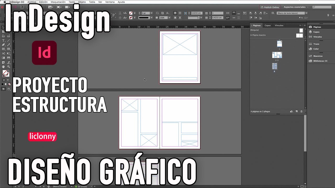Diseño Gráfico Tutorial. InDesign. Esquema de Documento. Maquetación ...