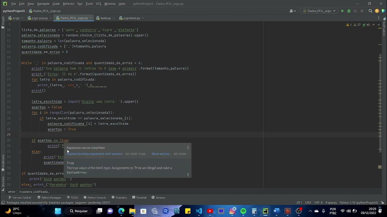 Jogo Em Python Jogo Da Forca Pca Ap3 Youtube