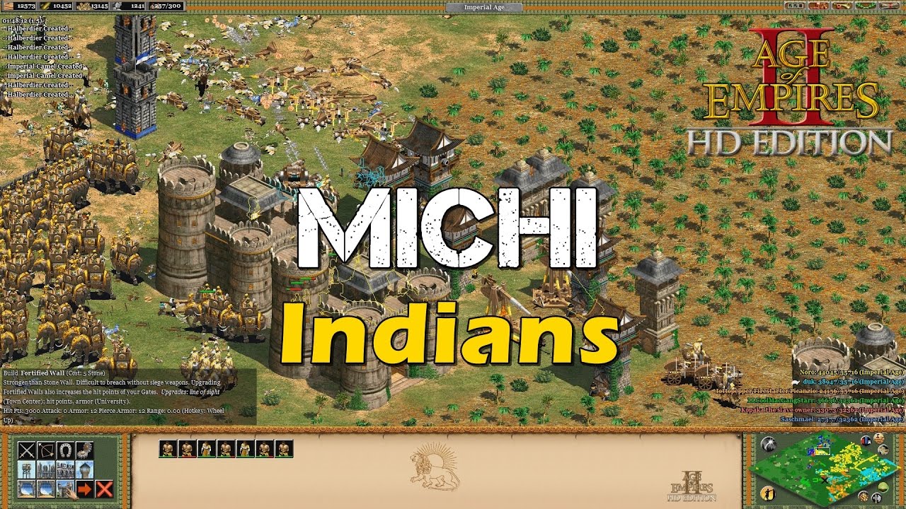 AoE2 HD Casual Multiplayer: Michi 3v3 - Indians - The Push That Could ...