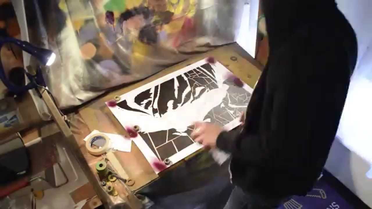 How to make a multilayer stencil Stencil Art time lapse "A Burmese monk ...