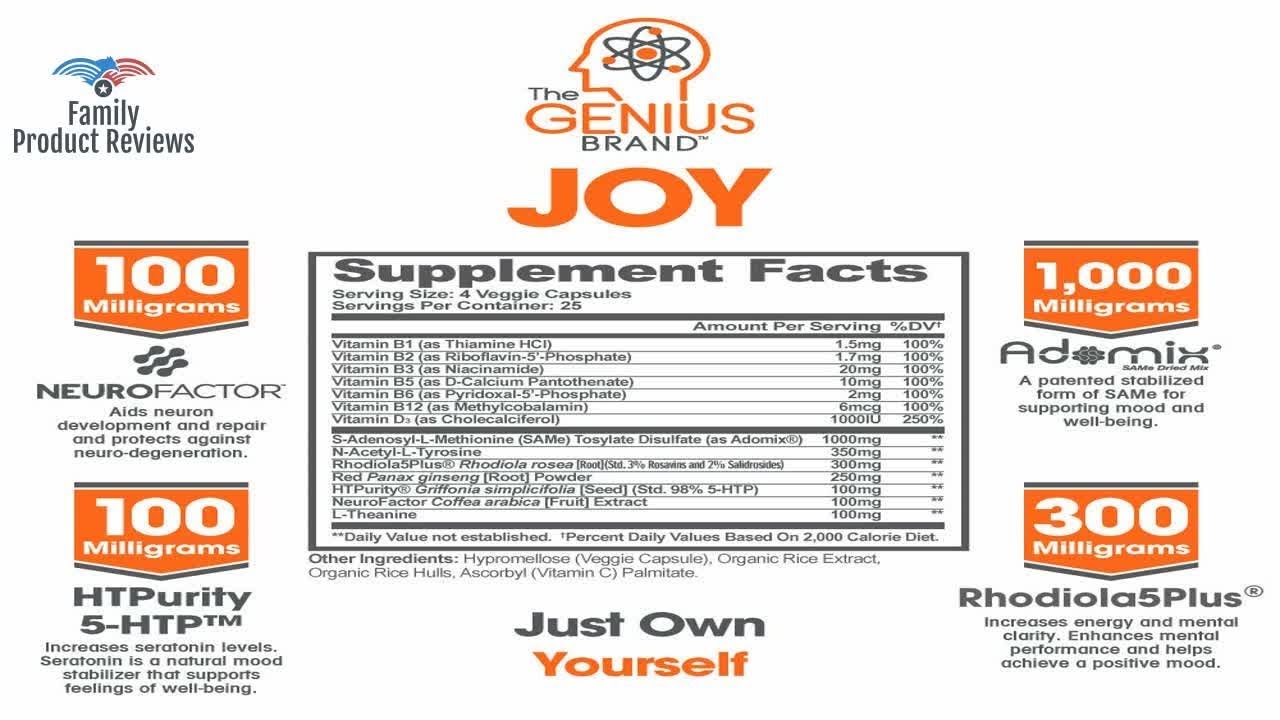 Genius Joy - Serotonin Mood Booster for Anxiety Relief Wellness & Brain ...