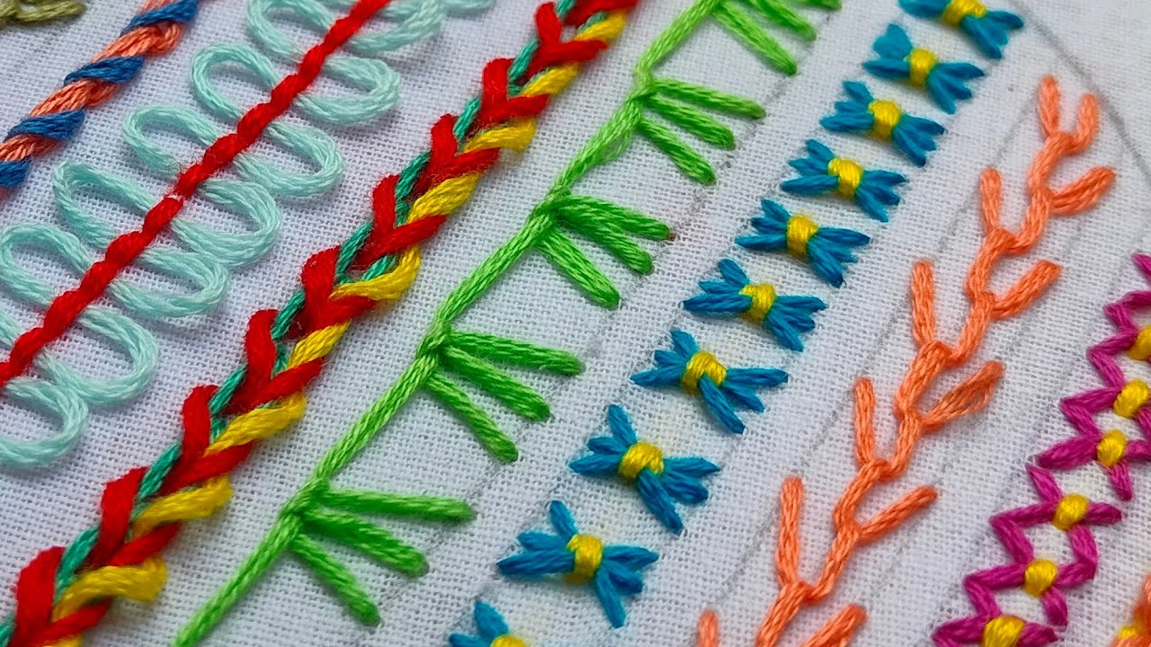 Latest embroidery designs || top 13 border designs tutorial || my dream ...