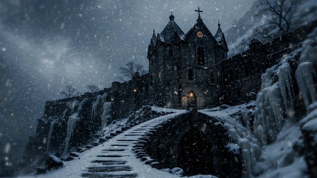 Winter Storm For Sleeping┇snowstorm with roaring winds In Dark Castle ...