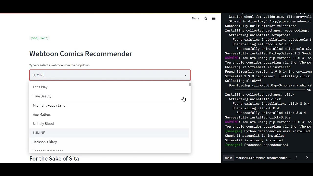 Deploy an Webtoon Comics Recommender Web app on Streamlit Cloud - YouTube