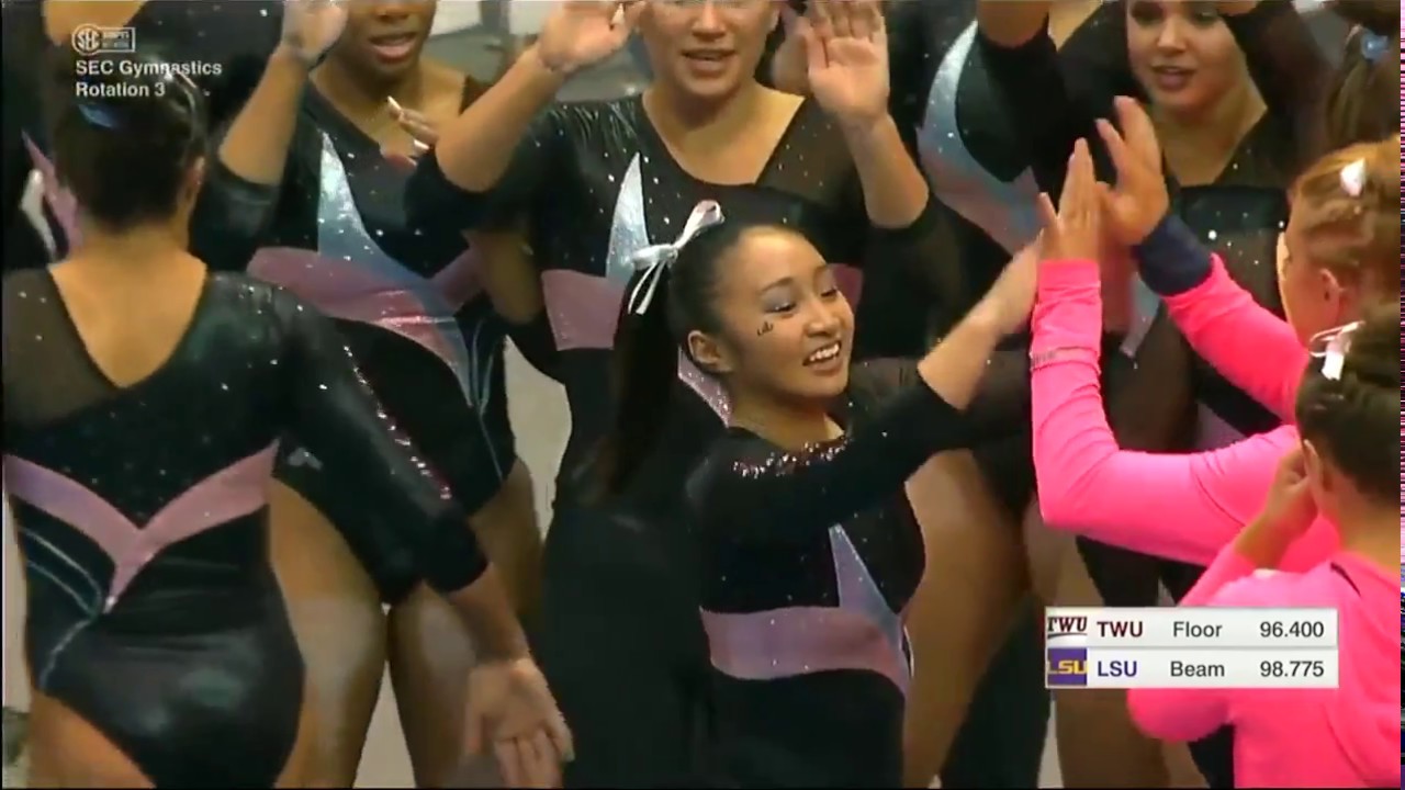 Erin Macadaeg (LSU) - Balance Beam (9.85) - TWU at LSU 2017 - YouTube