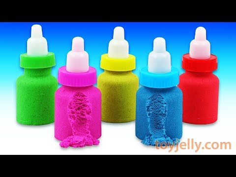 Making Kinetic Sand Baby Milk Bottle Learn Colors Baby Finger Song Kinder Surprise Eggs Kids Toys